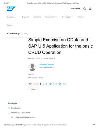 Simple exercise on o data and sap ui5 application for the basic crud operation sap blogs | PDF