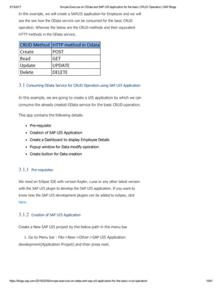 Simple exercise on o data and sap ui5 application for the basic crud operation sap blogs | PDF