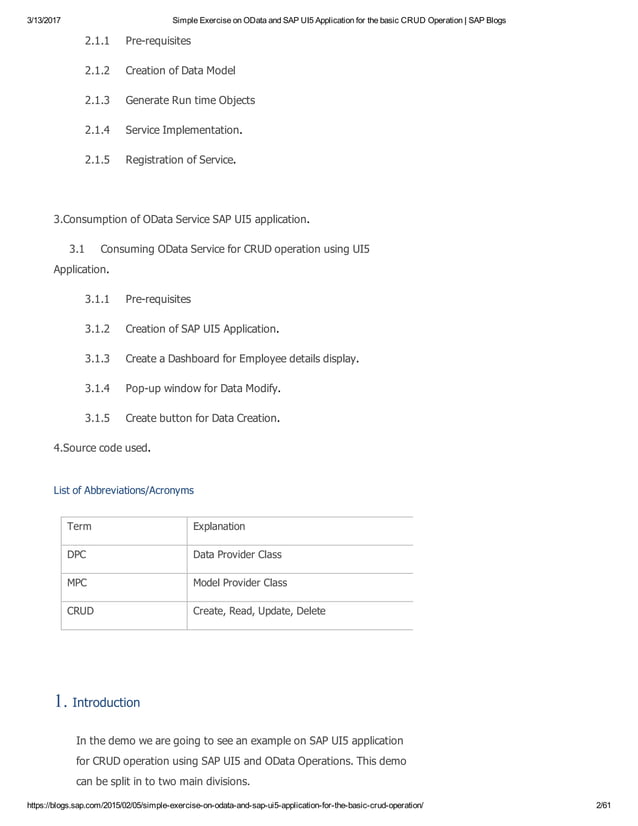 Simple Exercise On O Data And Sap Ui5 Application For The Basic Crud