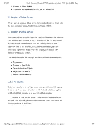 Simple exercise on o data and sap ui5 application for the basic crud operation sap blogs | PDF