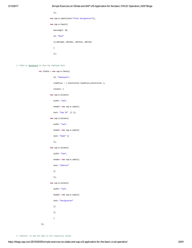 Simple exercise on o data and sap ui5 application for the basic crud ...