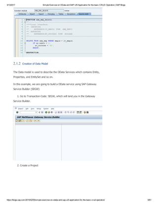 Simple exercise on o data and sap ui5 application for the basic crud operation sap blogs | PDF