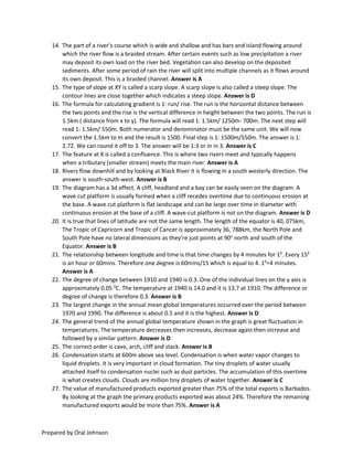 Simple explanations to CSEC Geography 2010 multiple choice | PDF