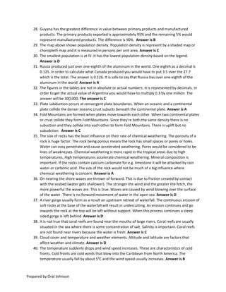 Simple explanations to CSEC Geography 2010 multiple choice | PDF