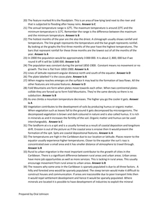 Simple explanations to CSEC Geography 2013 multiple choice | PDF