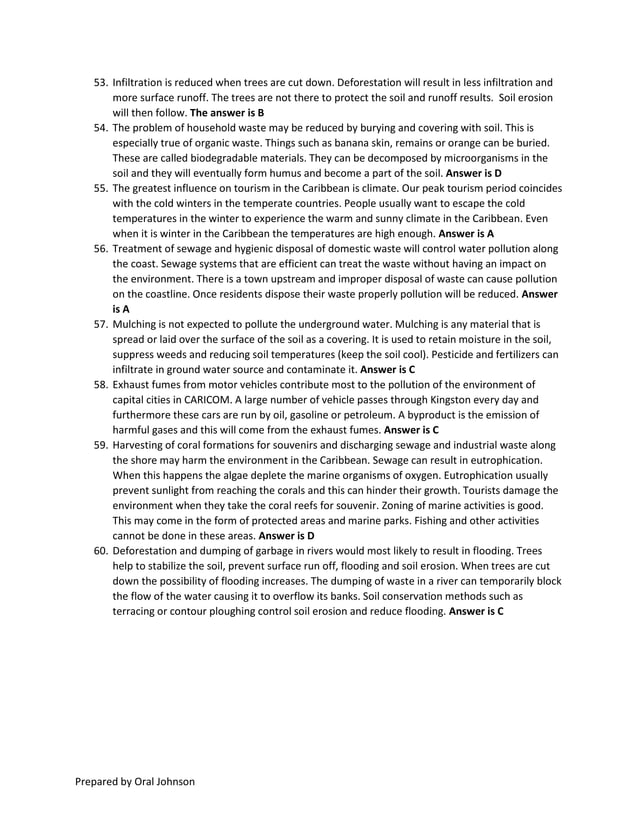 Simple explanations to Csec Geography 2014 multiple choice | PDF