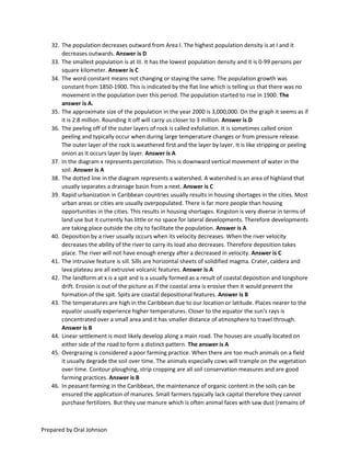 Simple explanations to CSEC Geography 2017 multiple choice | PDF