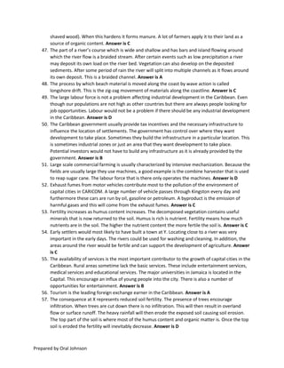 Simple explanations to CSEC Geography 2017 multiple choice | PDF