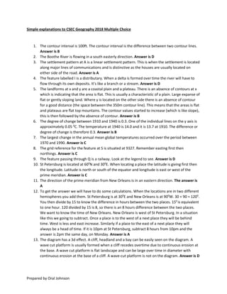 Simple explanations to CSEC Geography 2018 multiple choice | PDF