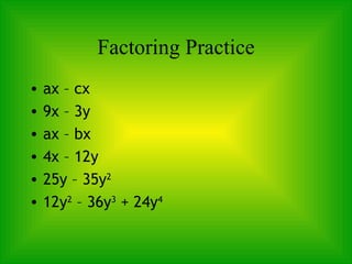 Simple factoring | PPT