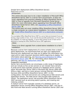 Deploy Office SharePoint Server 2007 farm | PDF