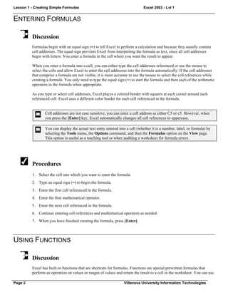 Simple formulas excel | PDF | Business Accounting & Finance | Business