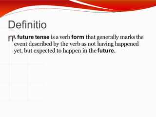 Simple future tense/ Future indefinite tense | PPTX