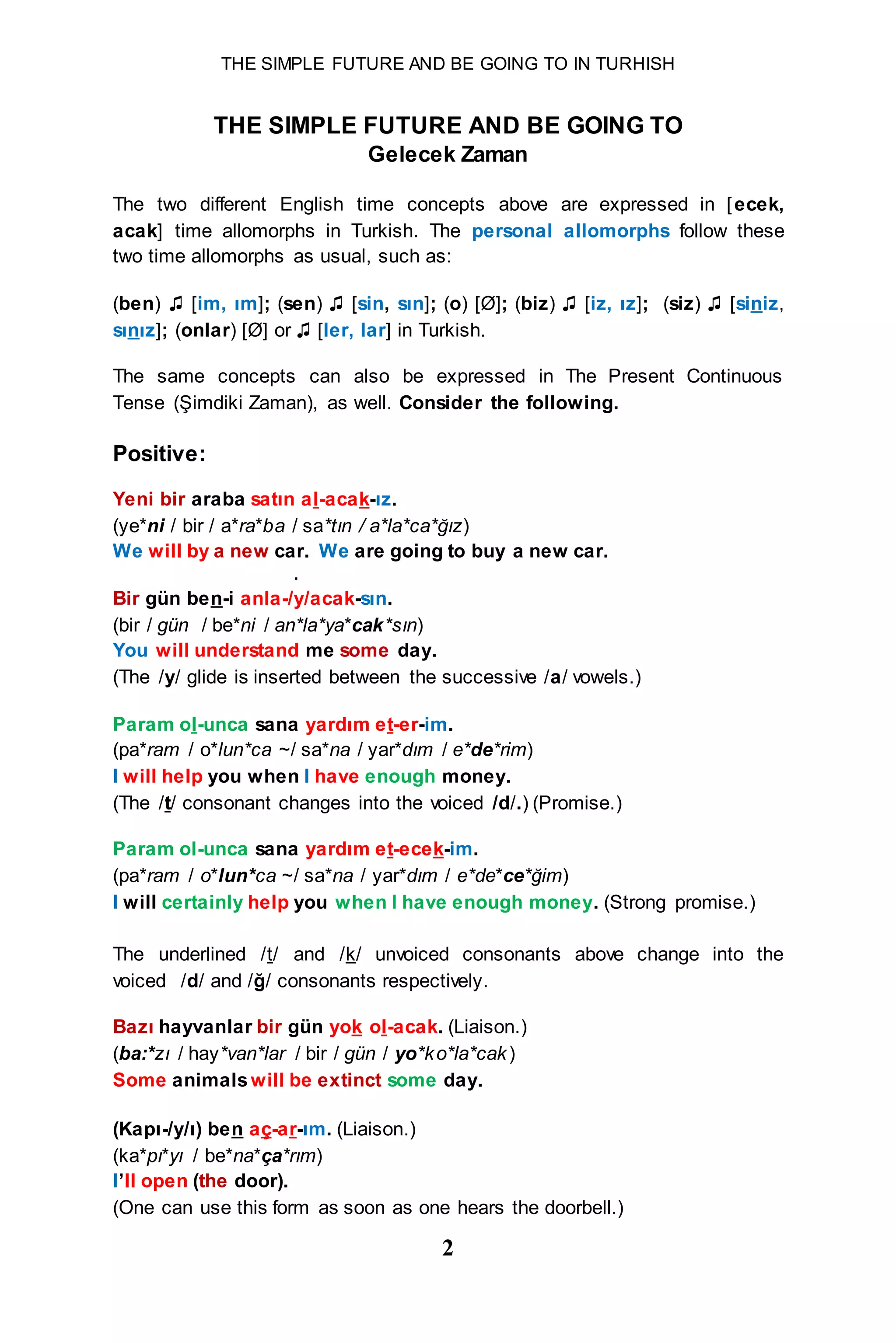 Simple future and be going to in turkish, yuksel goknel | DOCX