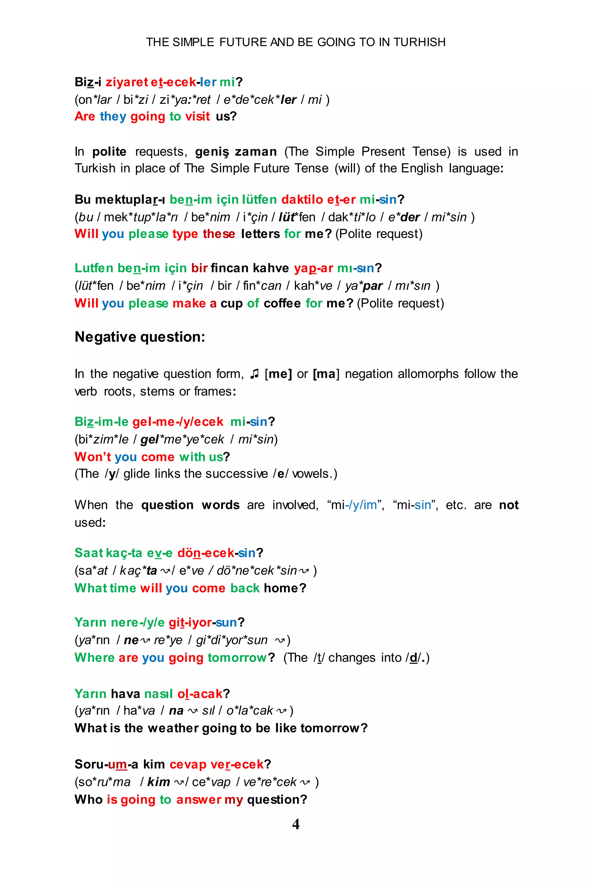 Simple future and be going to in turkish, yuksel goknel | DOCX