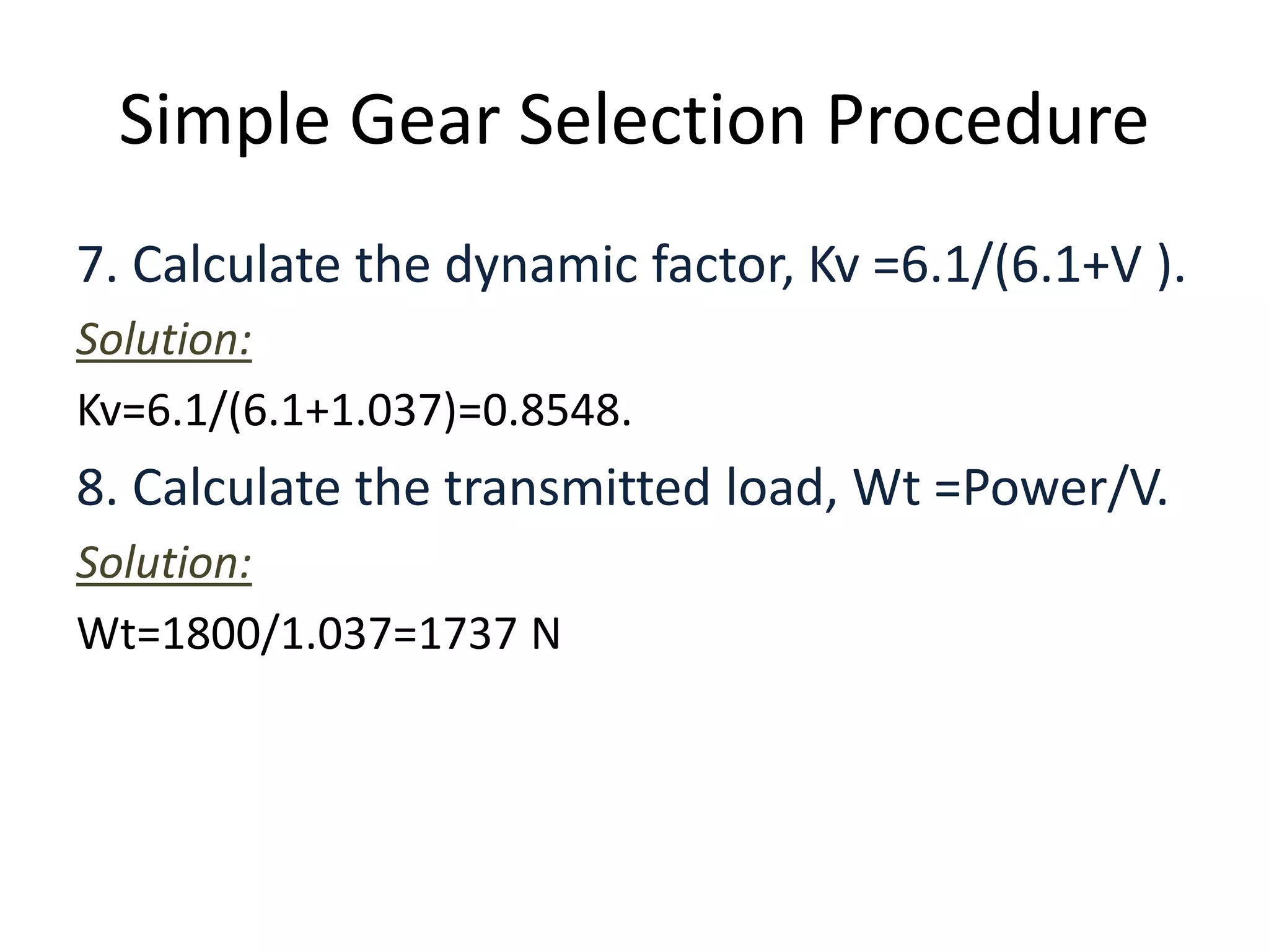 Simple gear selection procedure | PPTX
