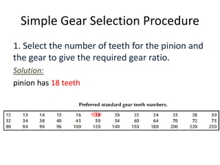 Simple gear selection procedure | PPTX