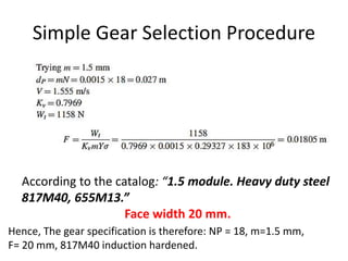 Simple gear selection procedure | PPTX