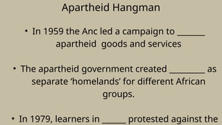 South African History: Apartheid1940s to 1960 | PPTX