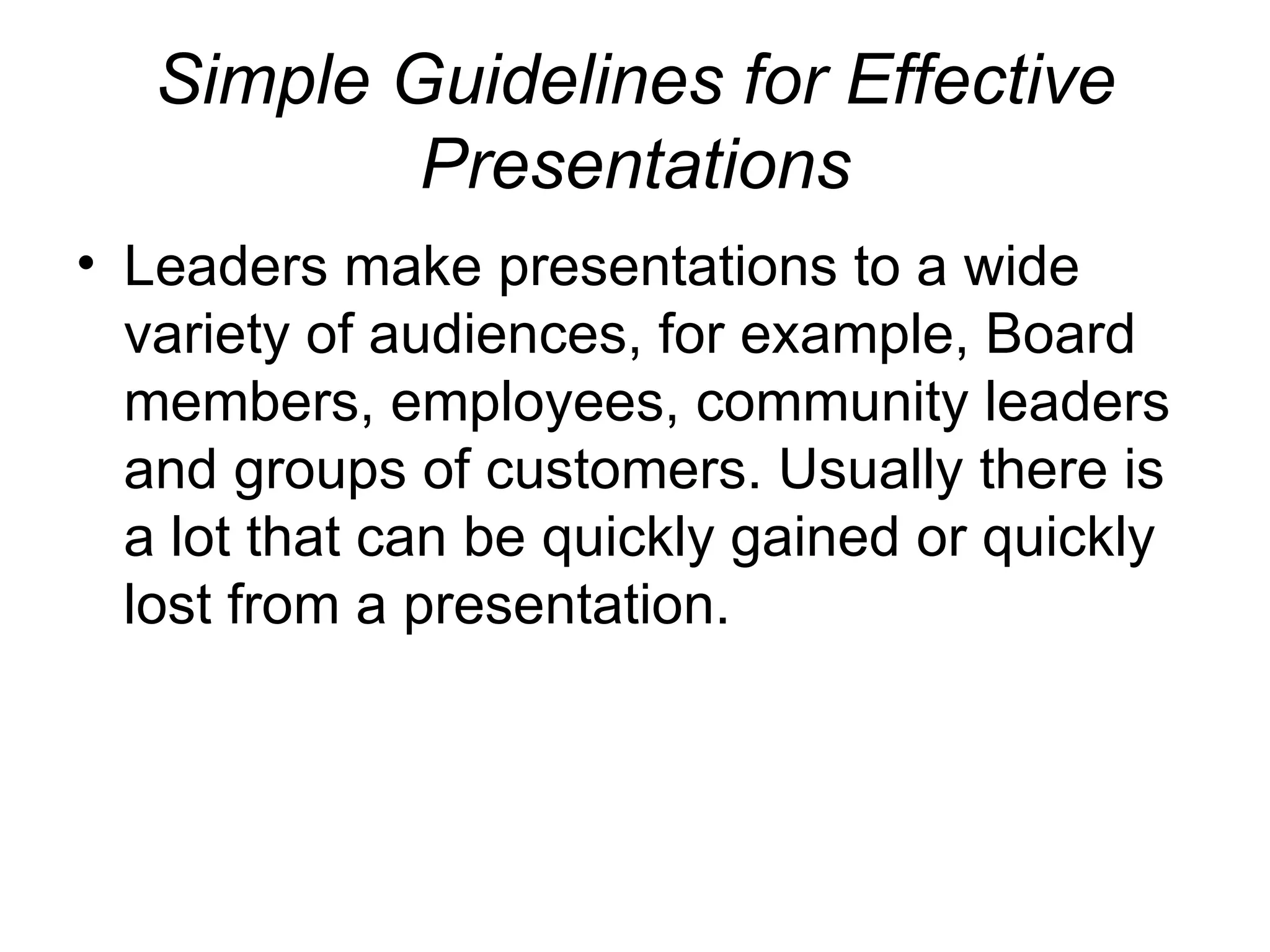 Simple Guidelines For Effective Presentations | PPT