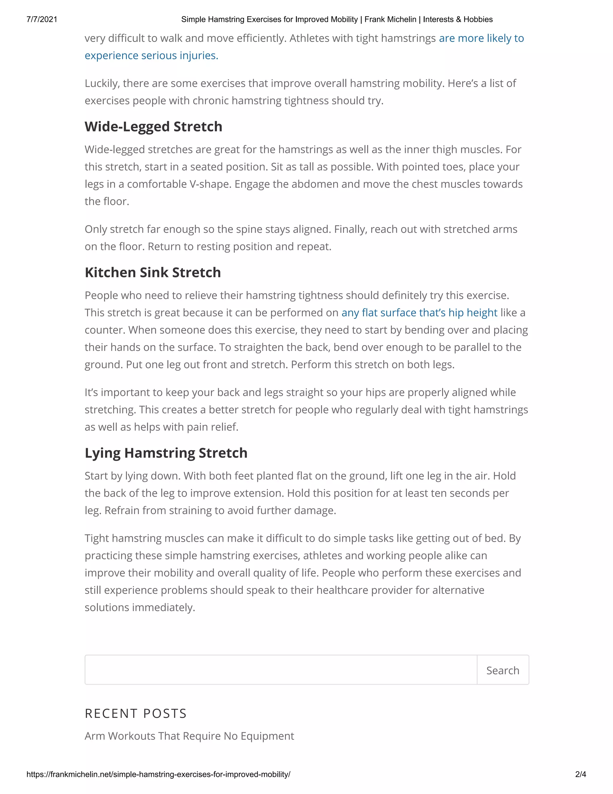 Simple Hamstring Exercises for Improved Mobility | PDF