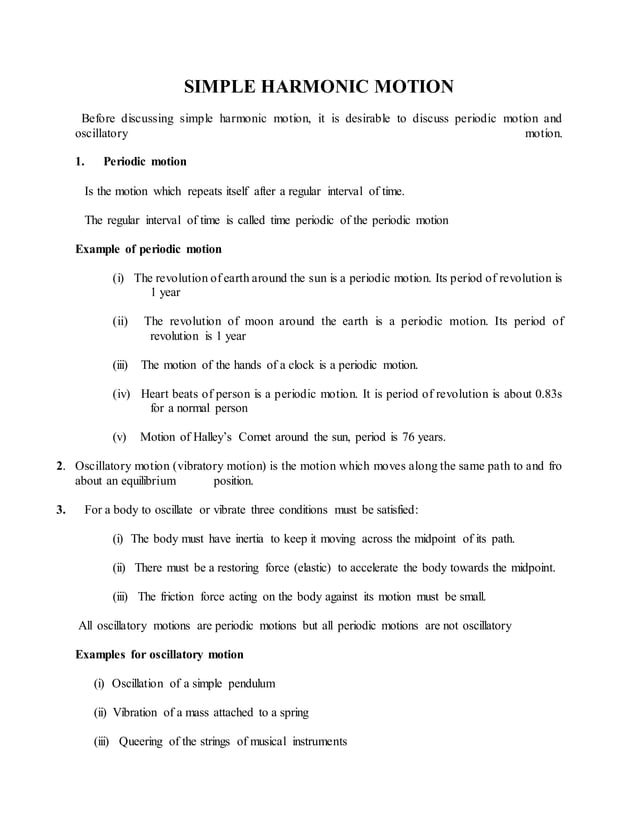 SIMPLE HARMONIC MOTION | PDF