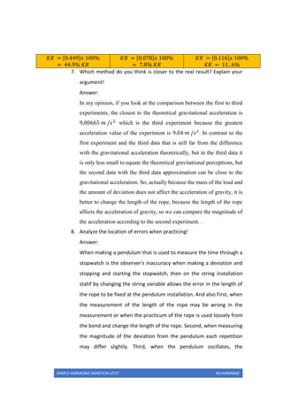 Simple harmonic movement in bandul | PDF