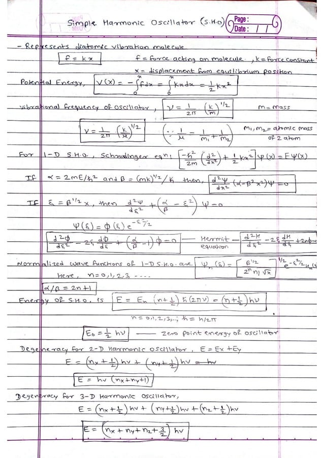 Simple Harmonic Oscillator (S. H. O.) | PDF
