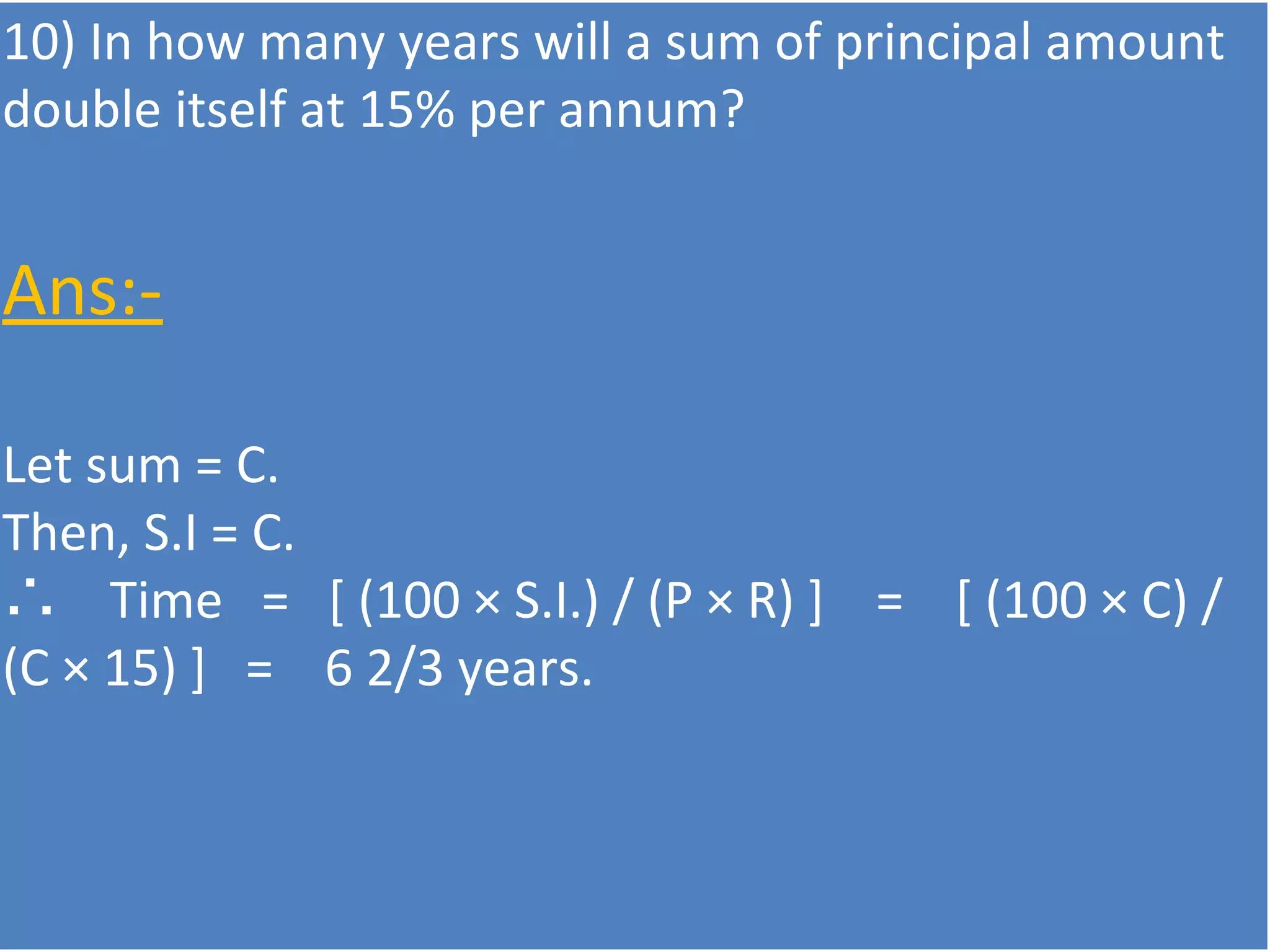 Simpleintrest questions and answers | PPT