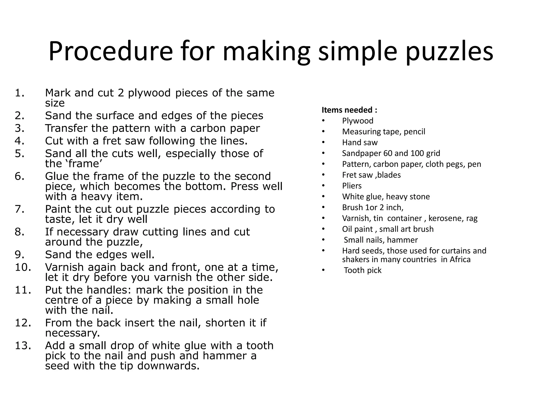 Simple Jig Saw Puzzles - How to make them | PDF