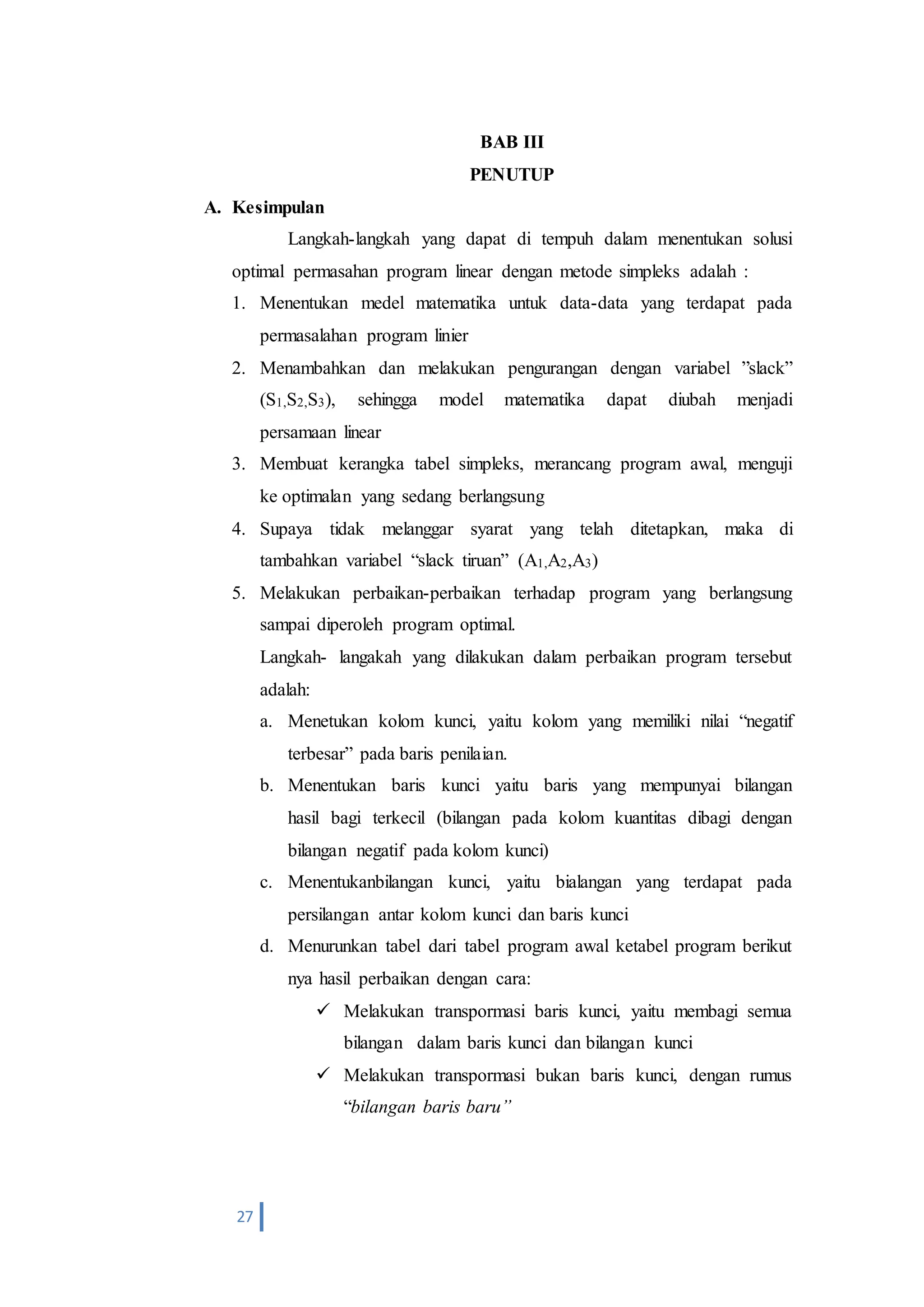 Program Linear dan Metode Simpleks | DOCX