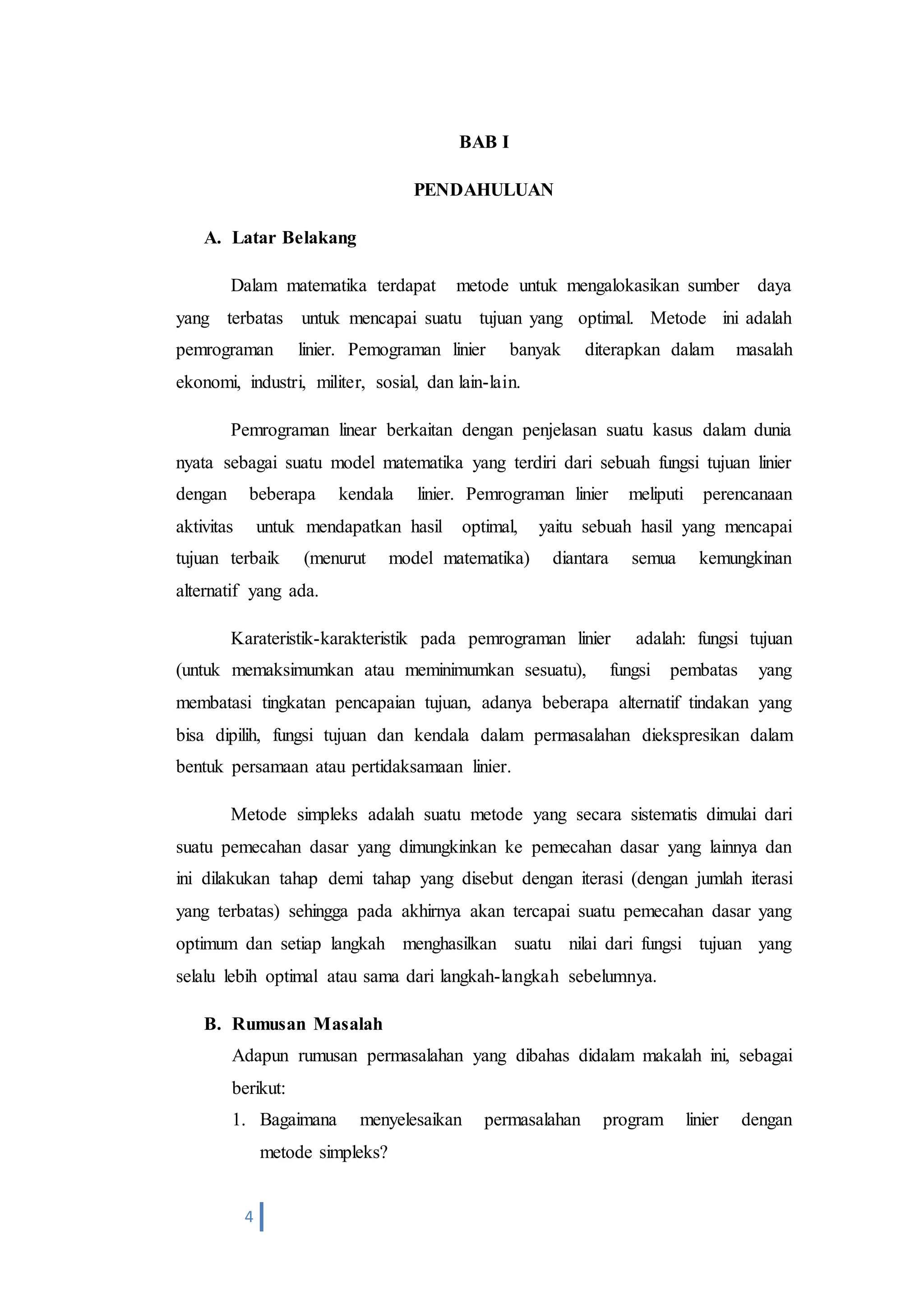 Program Linear dan Metode Simpleks | DOCX