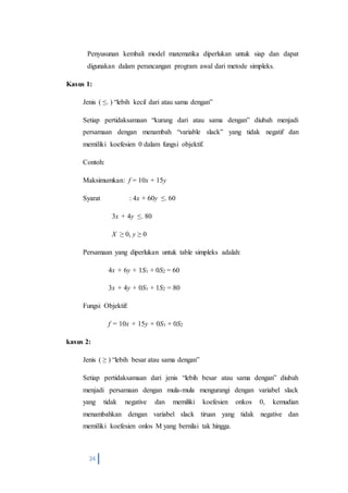 Program Linear dan Metode Simpleks | DOCX