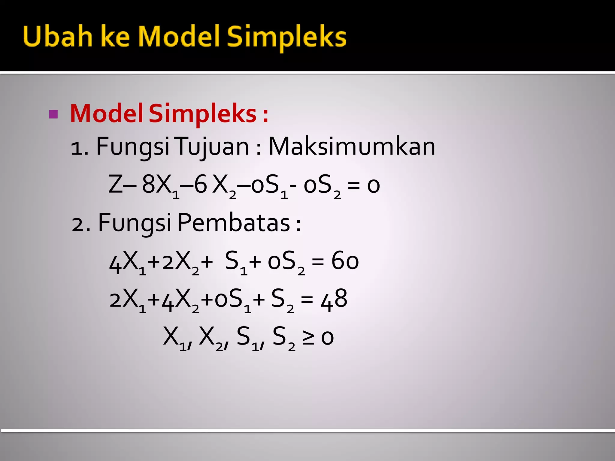 Metode Simpleks - Riset Operasional | PDF