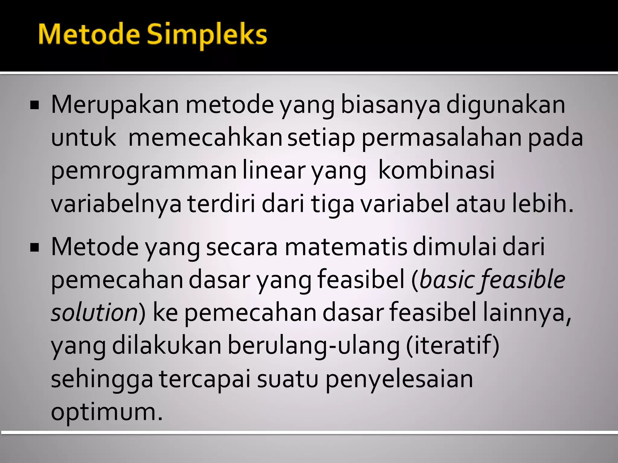 Metode Simpleks - Riset Operasional | PDF