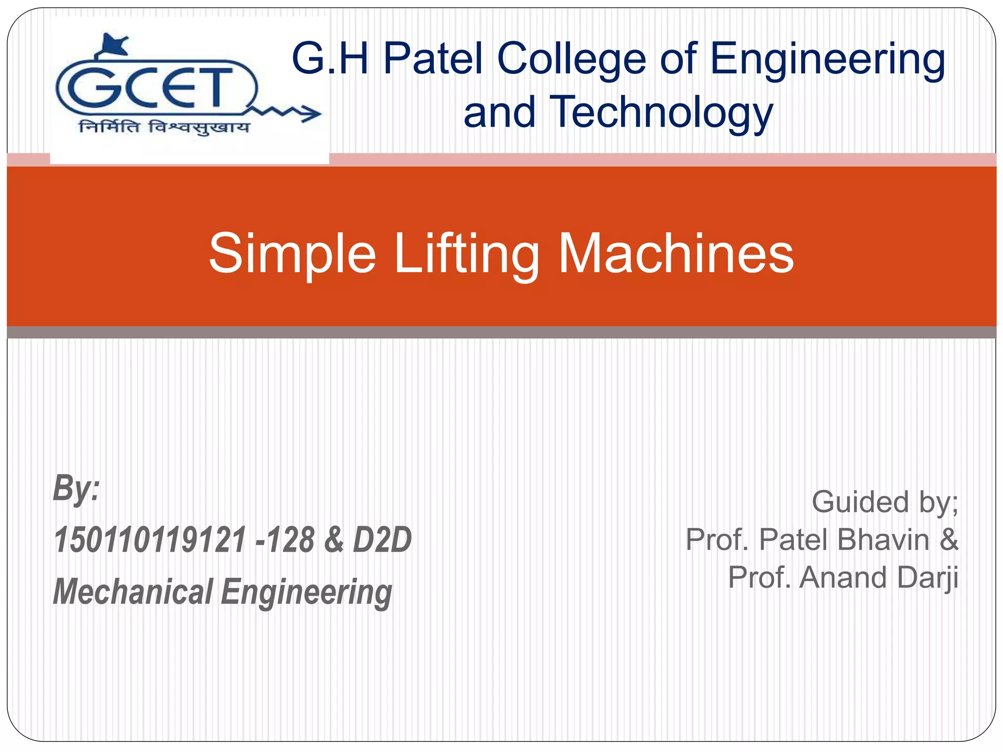 Simple lifting machine | PPTX