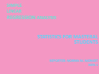 Simple linear regression analysis | PPTX