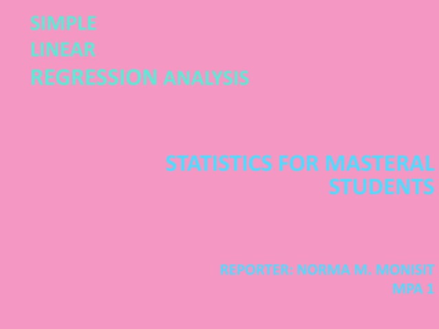 Simple linear regression analysis | PPTX