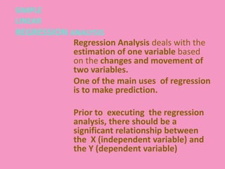 Simple linear regression analysis | PPTX