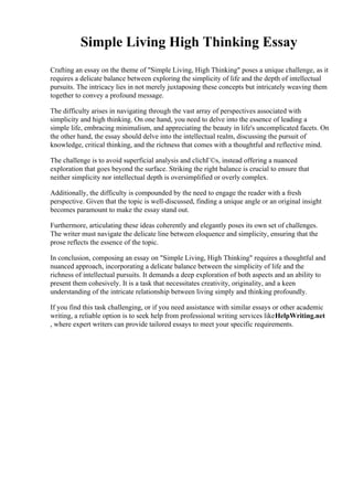 Simple Living High Thinking Essay.pdf