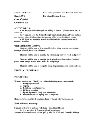 Simple machines | DOC | Homework and Study | Education