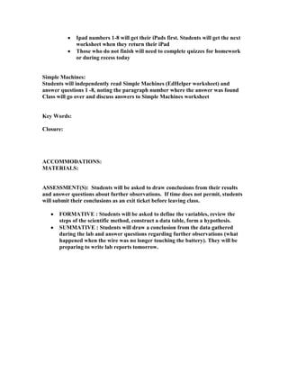 Simple machines | DOC | Homework and Study | Education