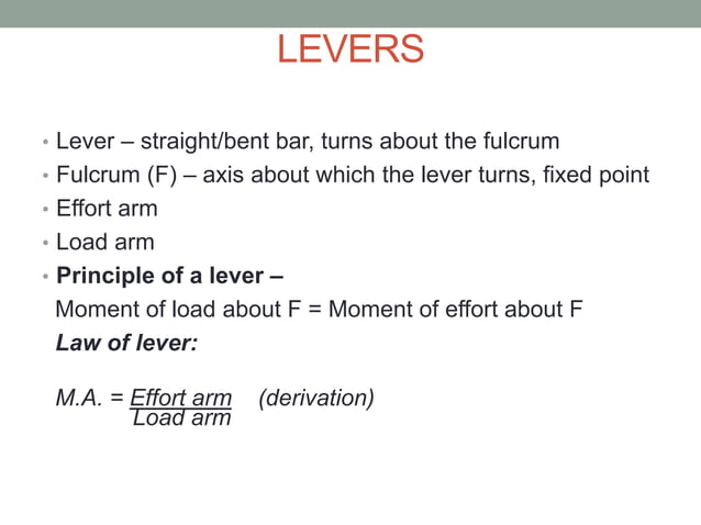 Simple machines levers | PPTX | Technology & Computing