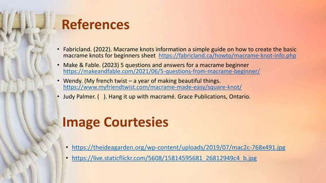 SIMPLE MACRAME KNOTTING TECHNIQUES.pptx | Needlework | Arts and Crafts
