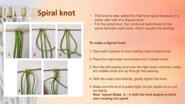 SIMPLE MACRAME KNOTTING TECHNIQUES.pptx | Needlework | Arts and Crafts