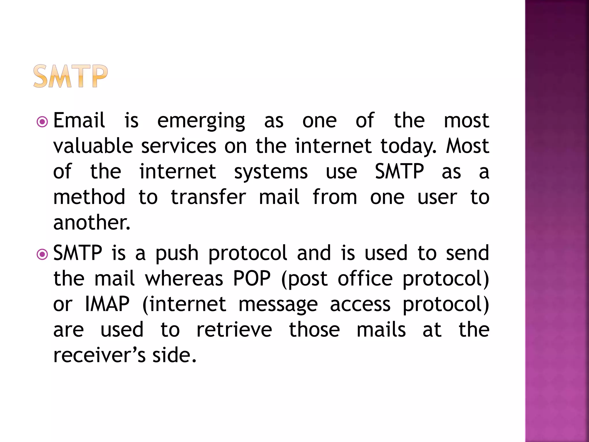 Simple mail transfer protocol (smtp) | PPTX