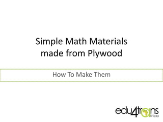 Simple math materials made from plywood | PDF