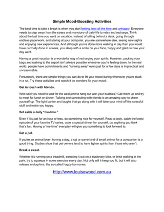 Simple mood boosting-activities