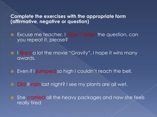 Simple past use and form | PPT