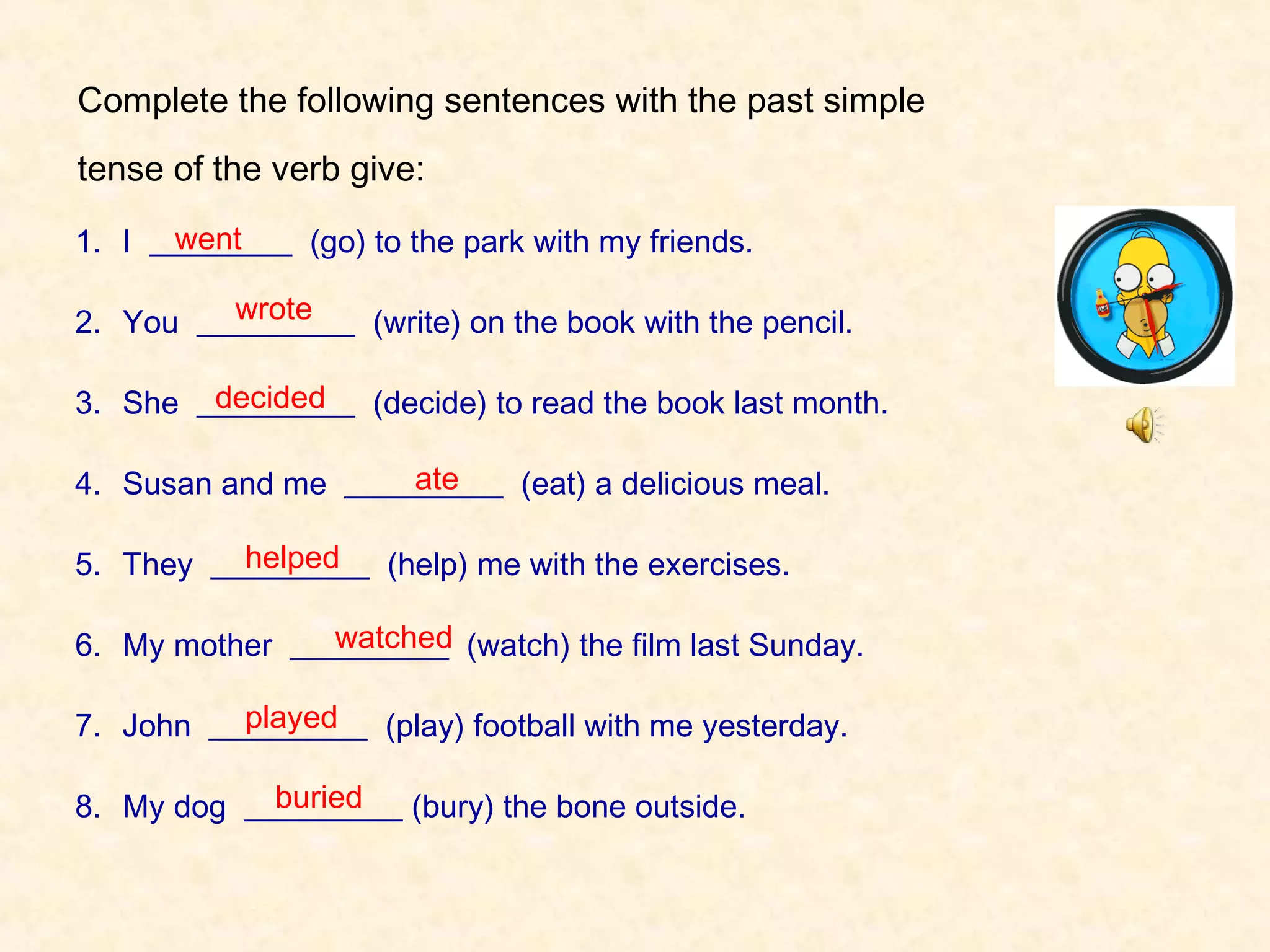 Basic intructions to form Simple past | PPS